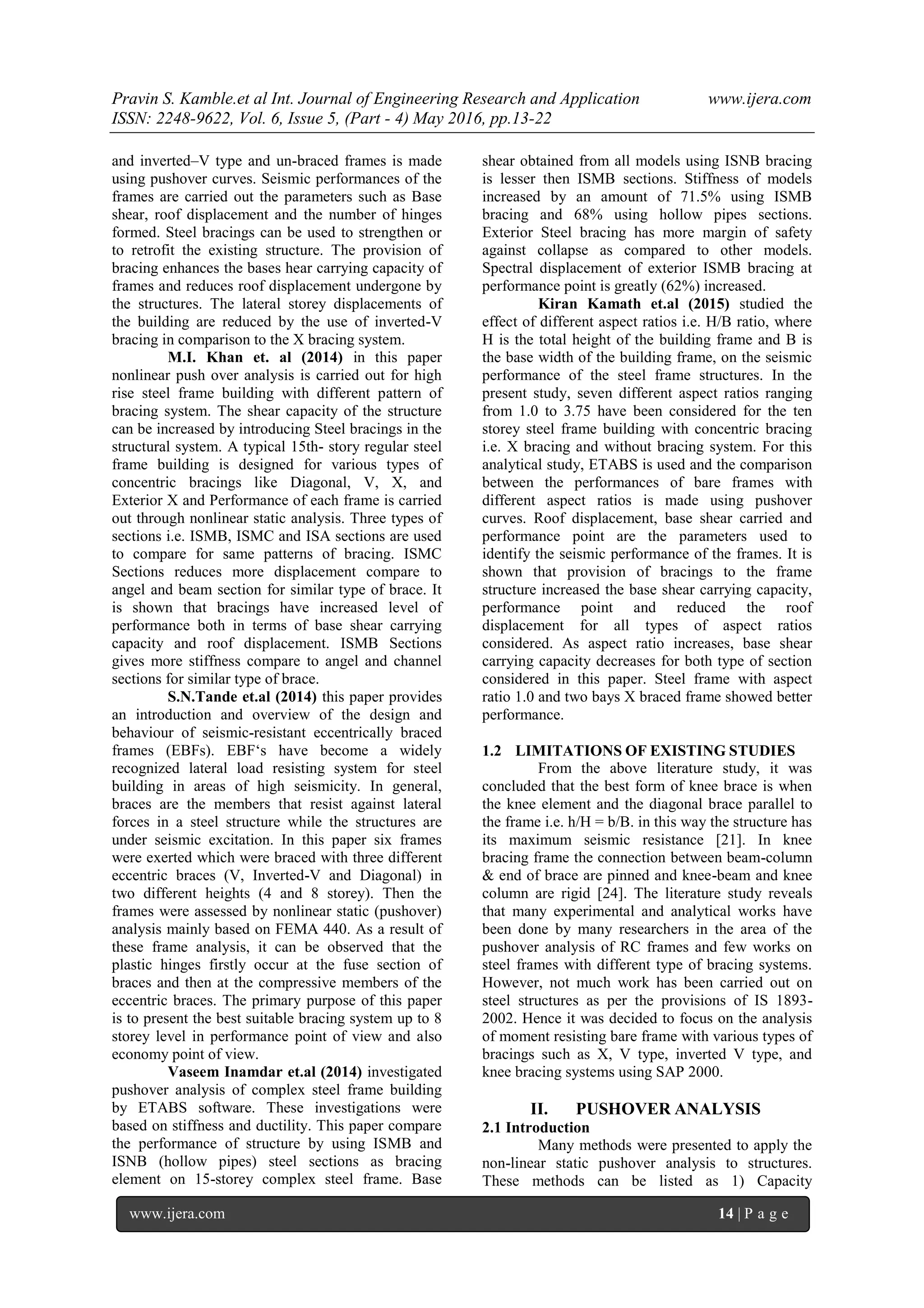 Lateral Load Analysis of a Building with & Without Knee Bracing | PDF