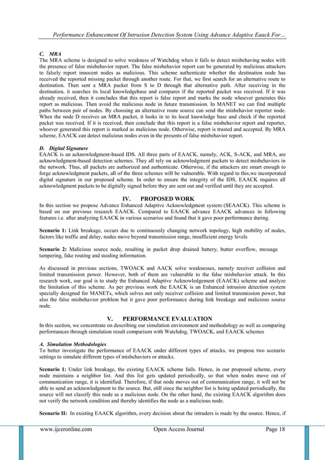 Performance Enhancement of Intrusion Detection System Using Advance Adaptive EAACK for MANETs | PDF