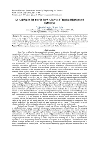 An Approach for Power Flow Analysis of Radial Distribution Networks | PDF
