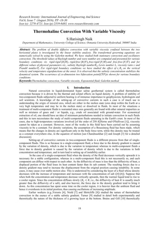 Thermohaline Convection With Variable Viscosity | PDF | Physics | Science