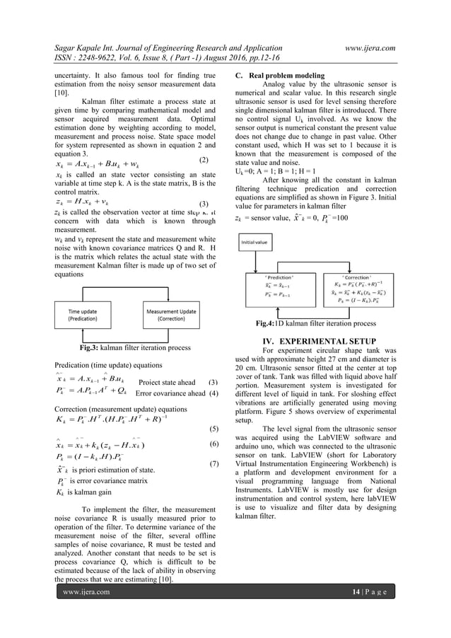 Liquid Level Estimation in Dynamic Condition using Kalman Filter | PDF