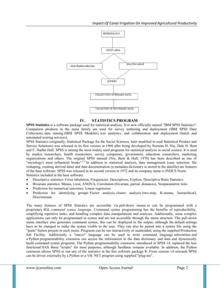 Impact of Canal Irrigation on Improved Agricultural Productivity | PDF