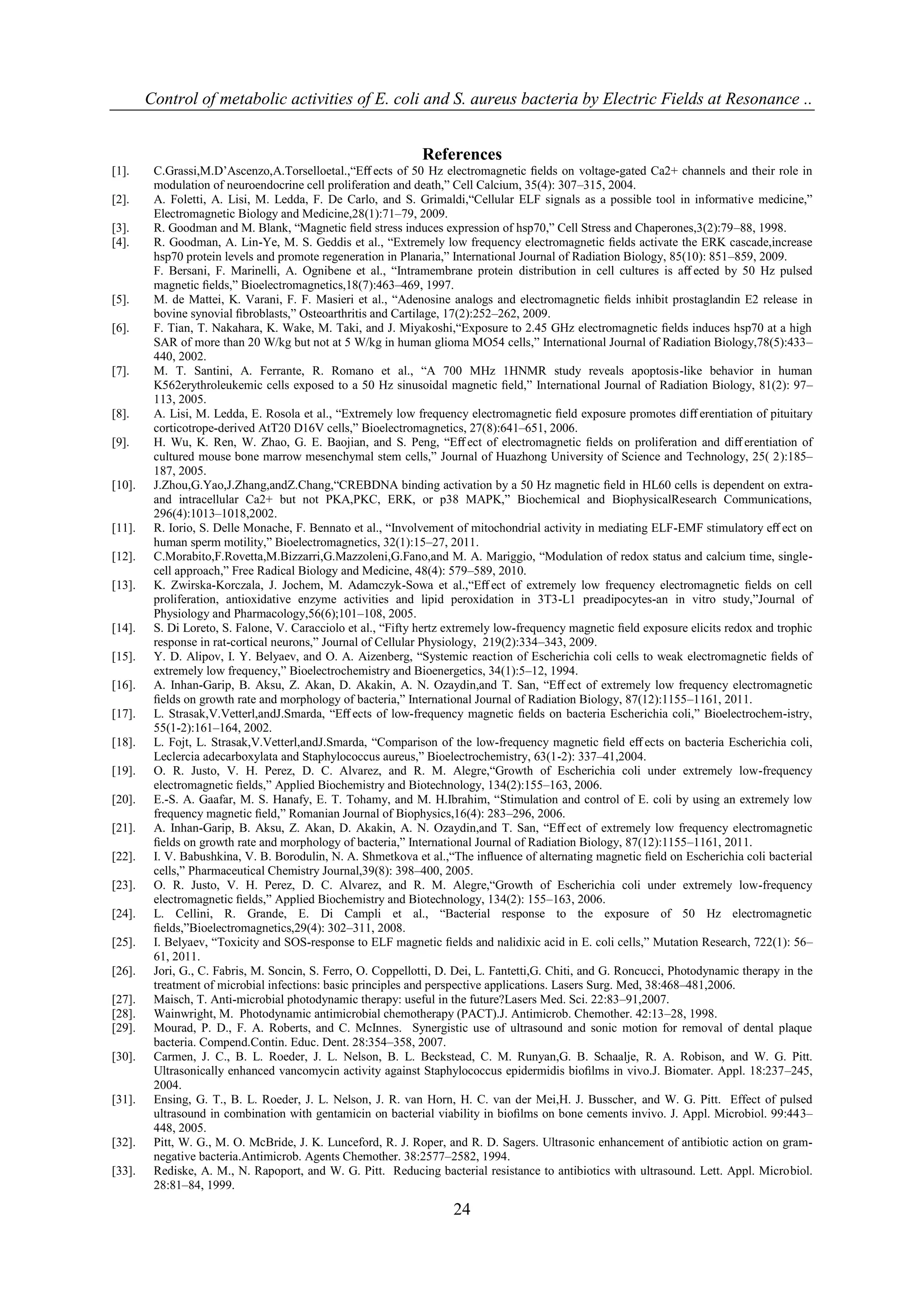 Control of metabolic activities of E.coli and S. aureus bacteria by ...