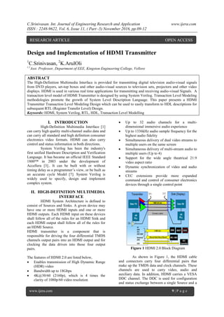 Design and Implementation of HDMI Transmitter | PDF