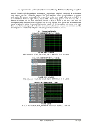 Vlsi Implementation of Low Power Convolutional Coding With Viterbi Decoding Using Fsm | PDF ...