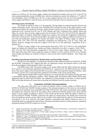 Dynamic Impact of Money Supply on Inflation: Evidence from ECOWAS ...