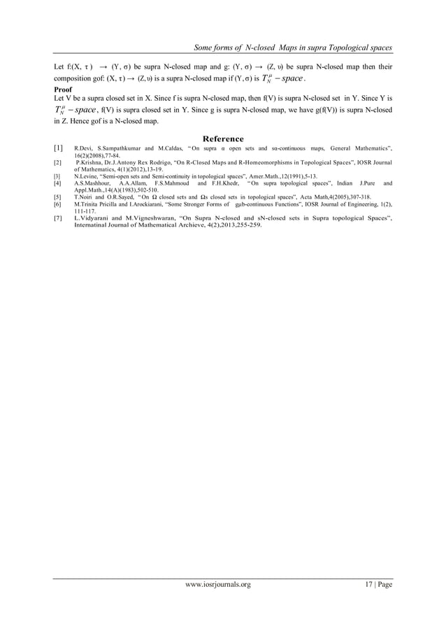 Some forms of N-closed Maps in supra Topological spaces | PDF