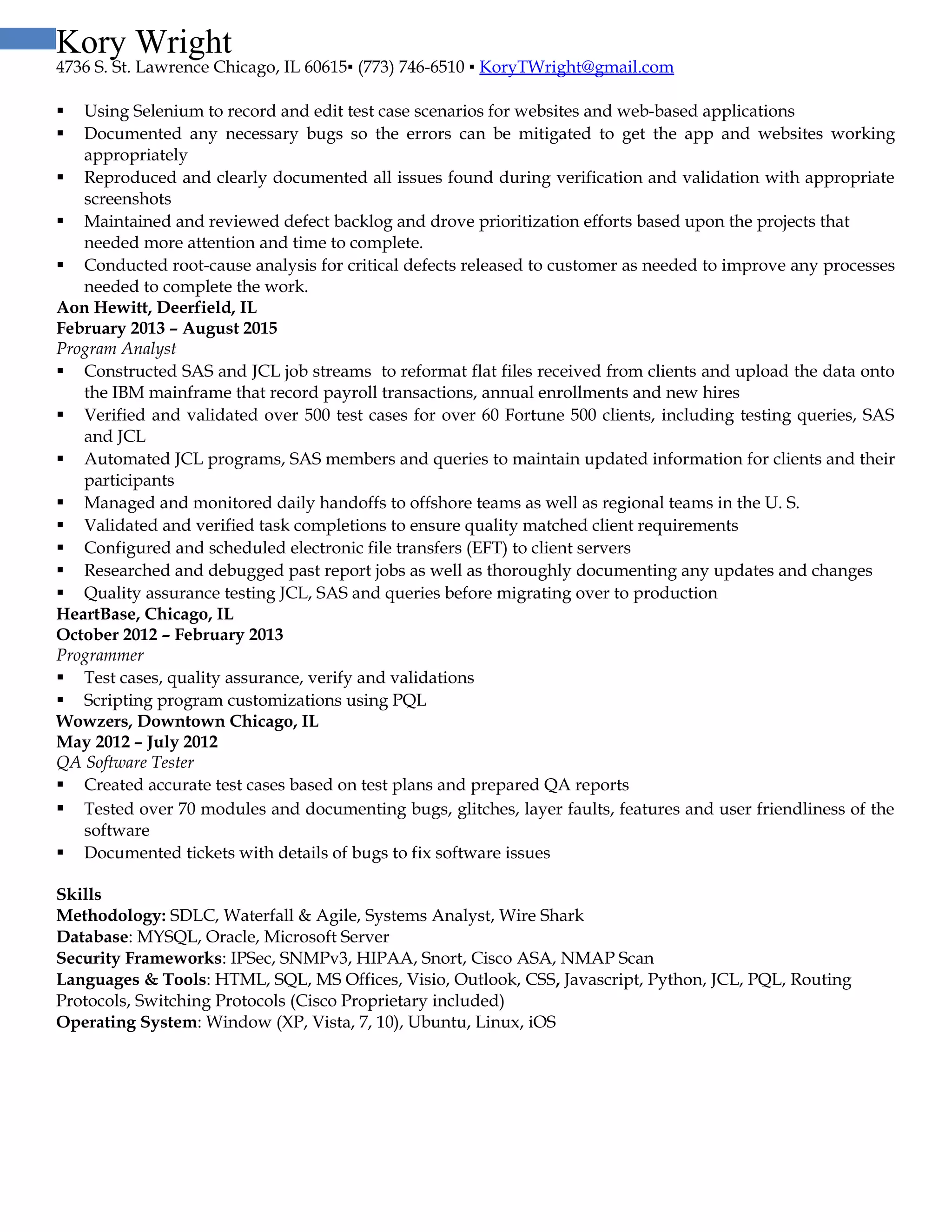 KoryTWright Resume | DOC
