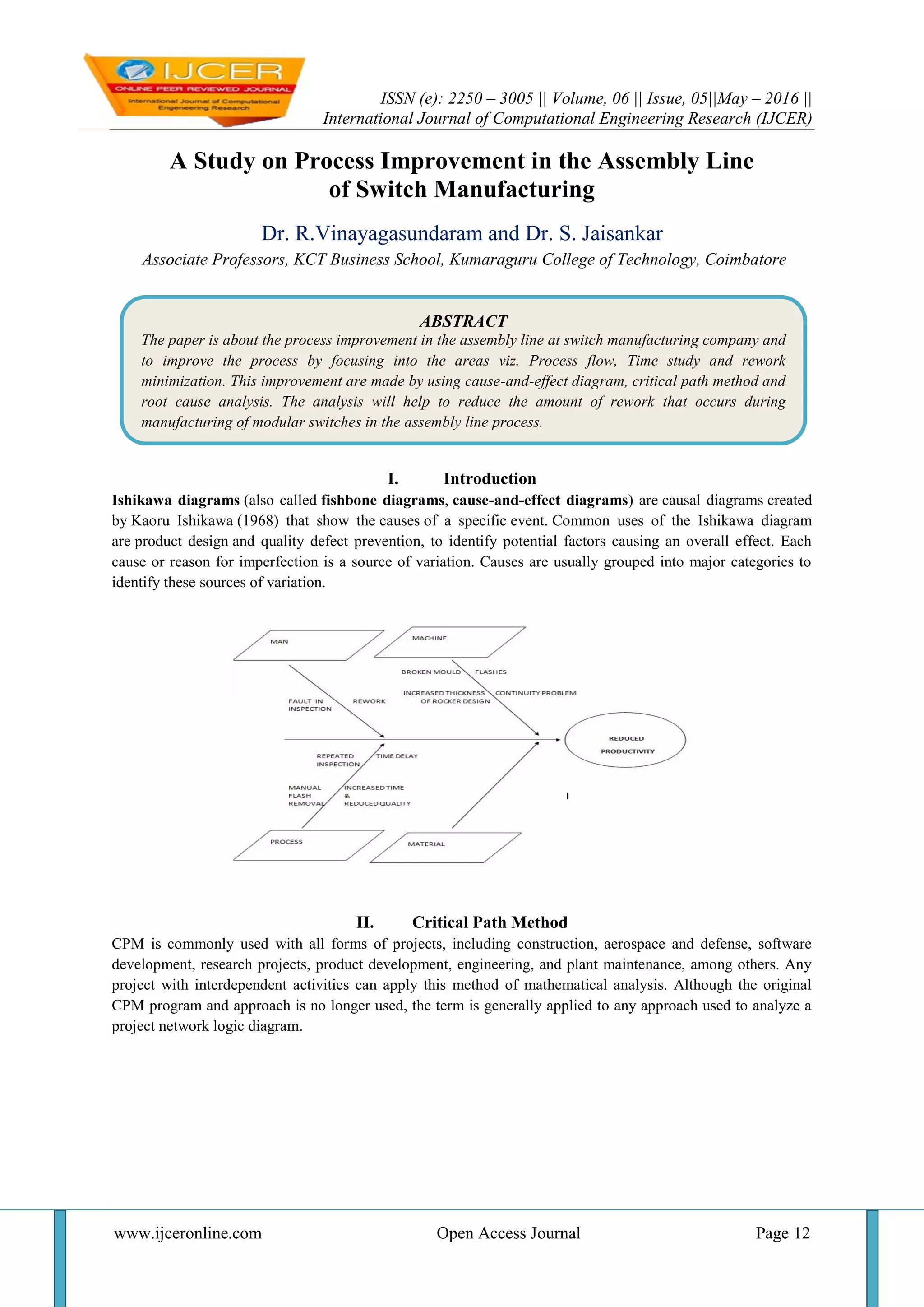 A Study on Process Improvement in the Assembly Line of Switch ...
