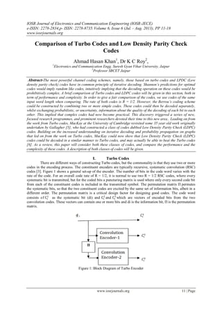 Comparison of Turbo Codes and Low Density Parity Check Codes | PDF