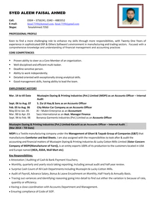 Curriculum Vitae of S.Aleem Faisal | PDF