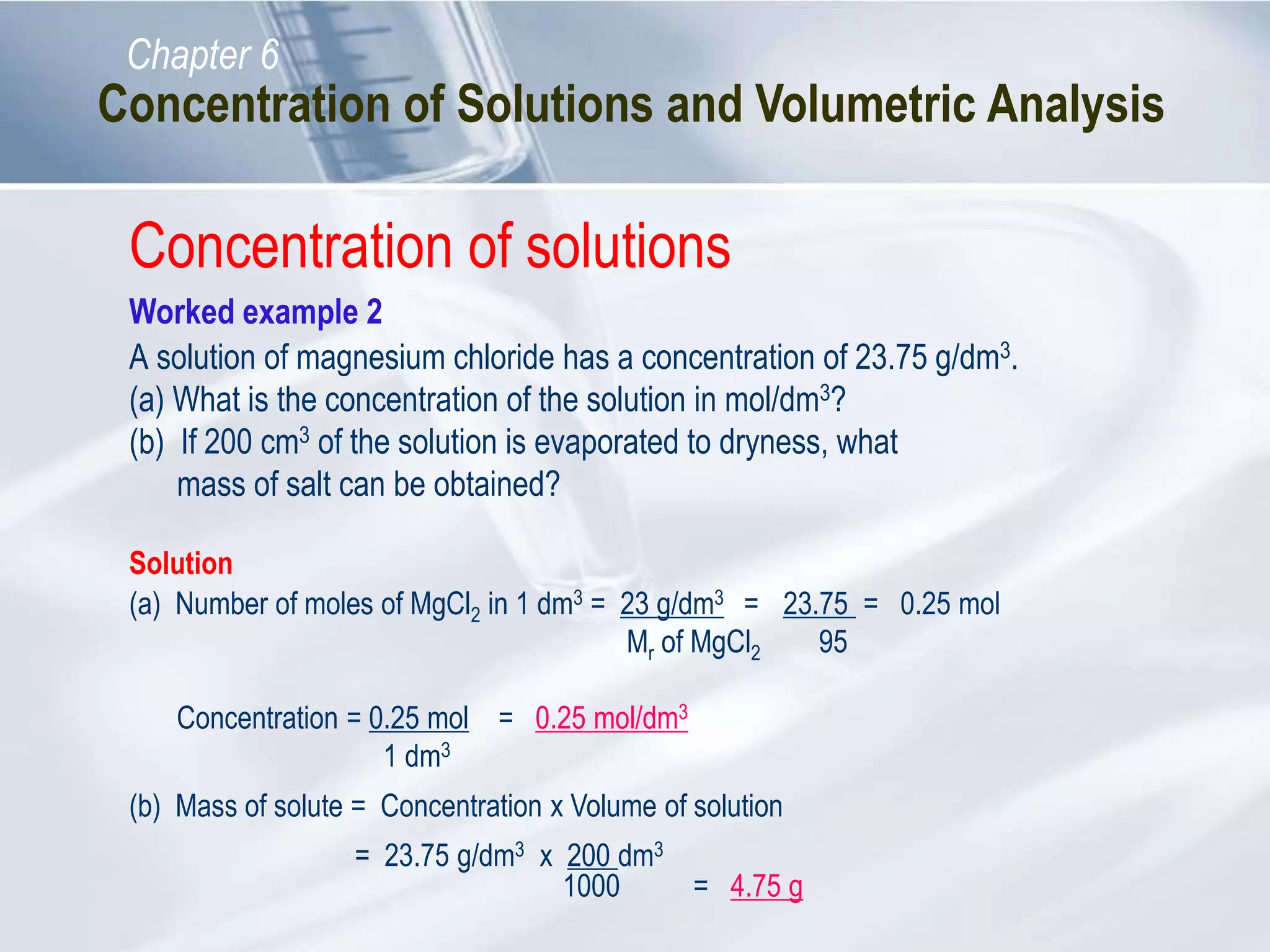 Concentration of Solutions and Volumetric Analysis | PPT