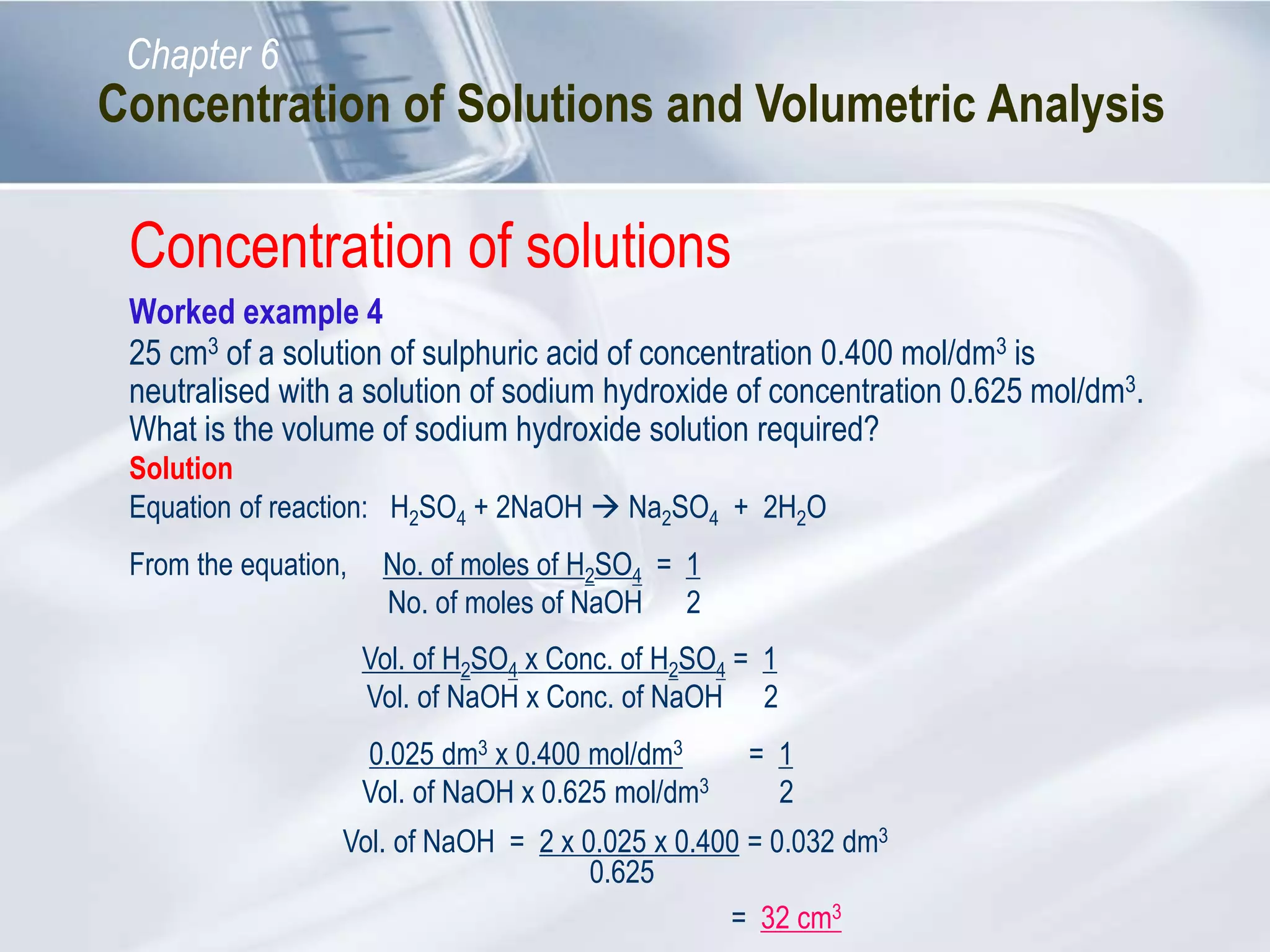 Concentration of Solutions and Volumetric Analysis | PPT