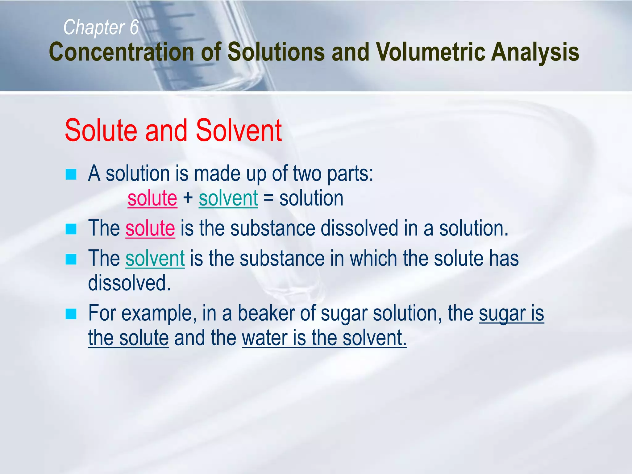 Concentration of Solutions and Volumetric Analysis | PPT
