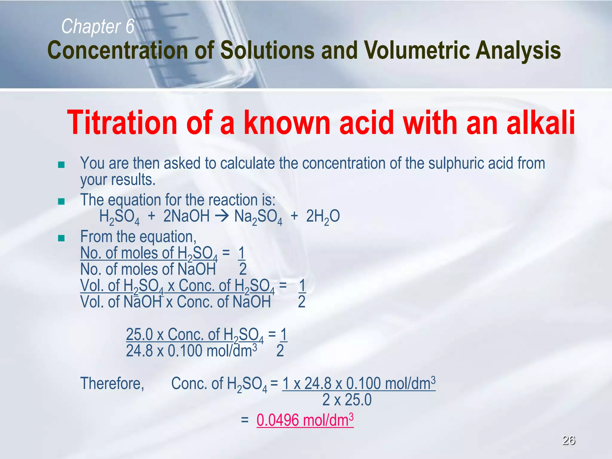 Concentration of Solutions and Volumetric Analysis | PPT
