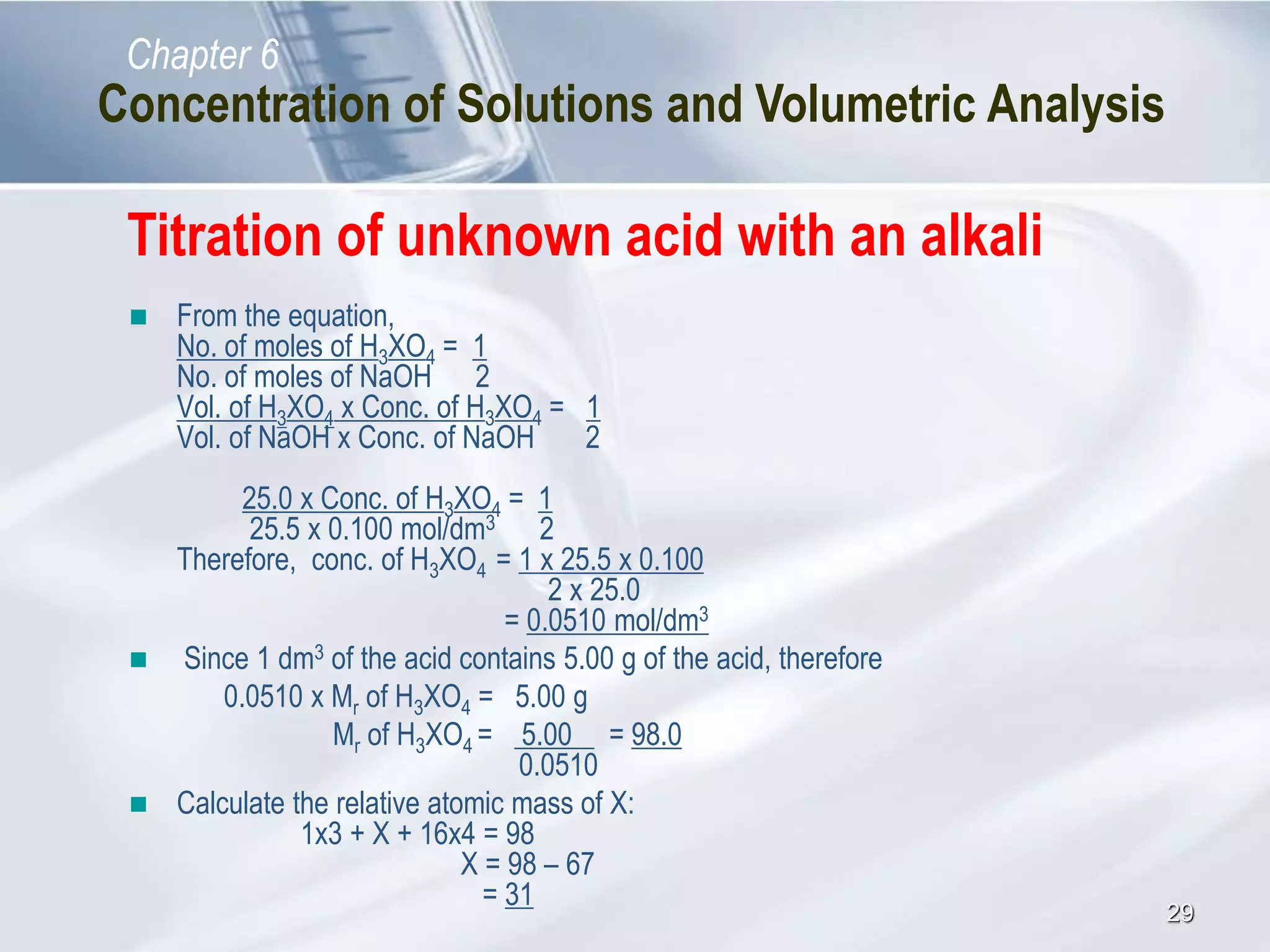 Concentration of Solutions and Volumetric Analysis | PPT