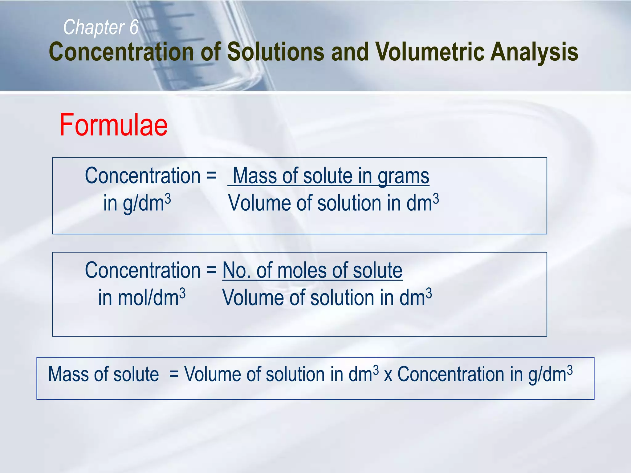 Concentration of Solutions and Volumetric Analysis | PPT