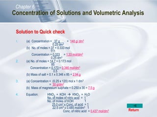 Concentration of Solutions and Volumetric Analysis | PPT