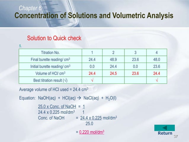 Concentration of Solutions and Volumetric Analysis | PPT