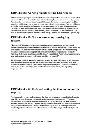Major Common ERP Mistakes | PDF