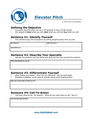 C06 business elevator pitch (worksheet) | PDF