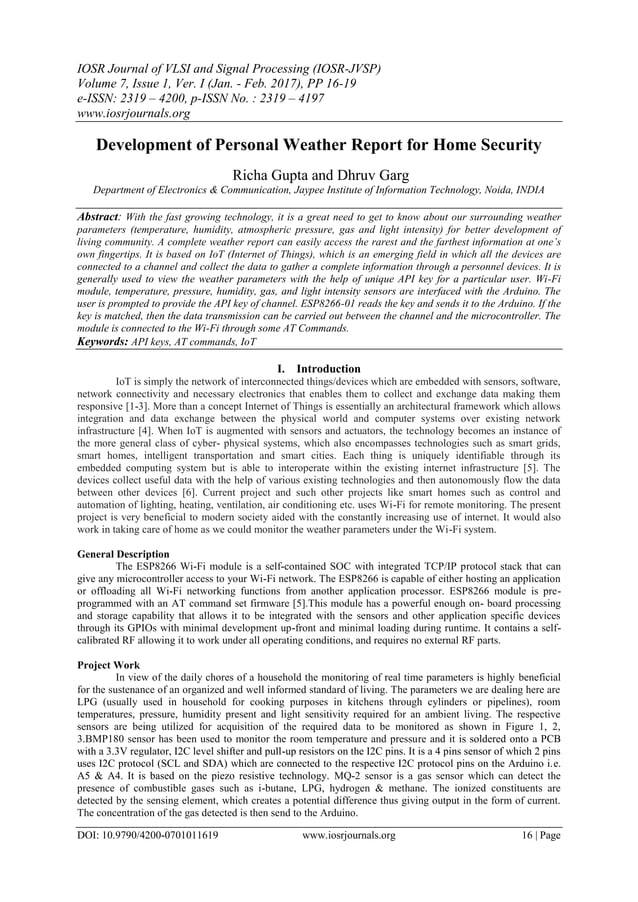Development of Personal Weather Report for Home Security | PDF