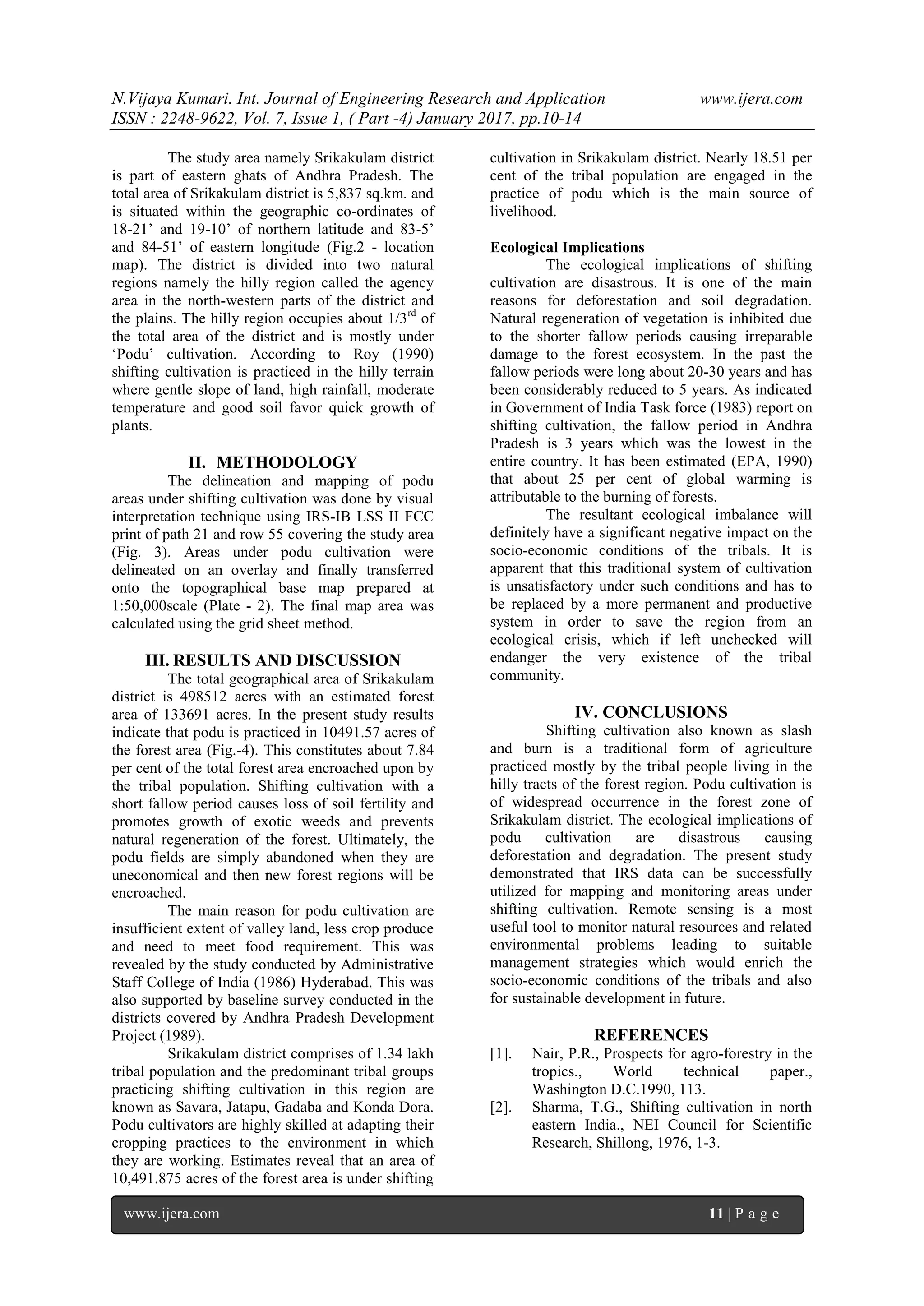 Application of Remote Sensing Techniques for Mapping Shifting Cultivation | PDF