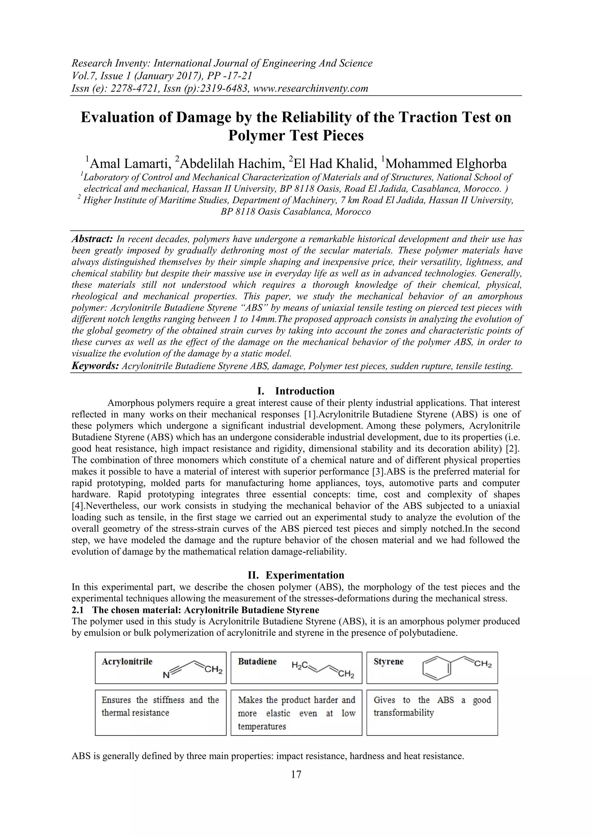 Evaluation of Damage by the Reliability of the Traction Test on Polymer ...
