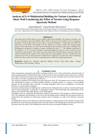 Analysis of G+4 Multistoried Building for Various Locations of Shear ...