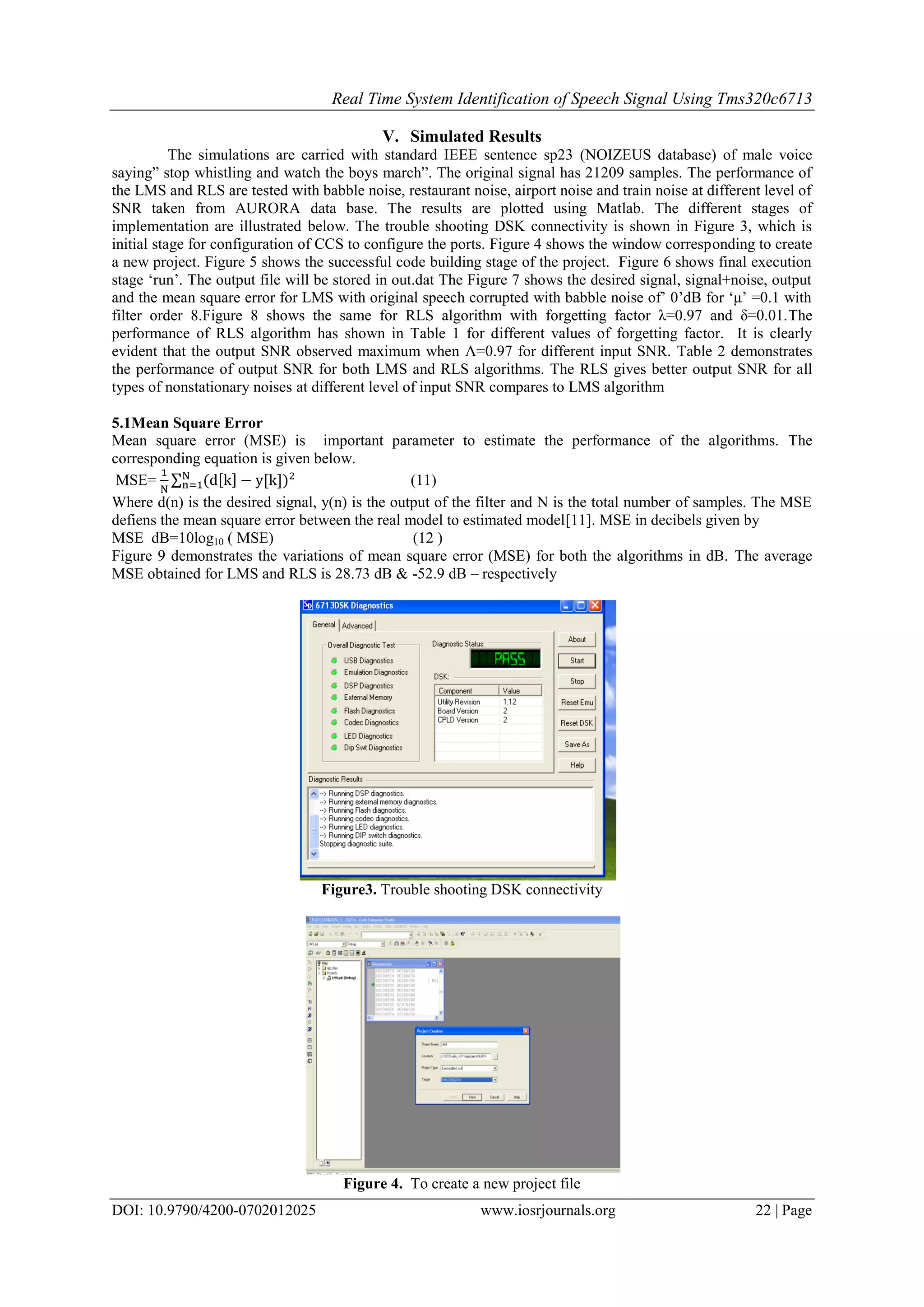 Real Time System Identification of Speech Signal Using Tms320c6713 | PDF