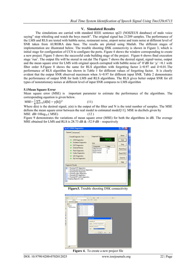 Real Time System Identification of Speech Signal Using Tms320c6713 | PDF