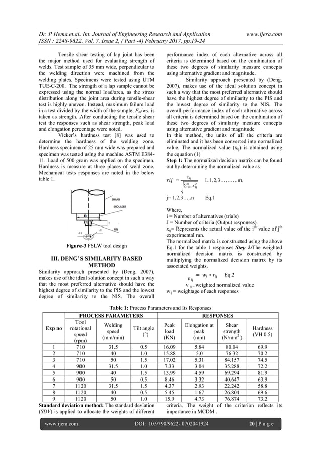 Multi Response Optimization Of Friction Stir Lap Welding Process