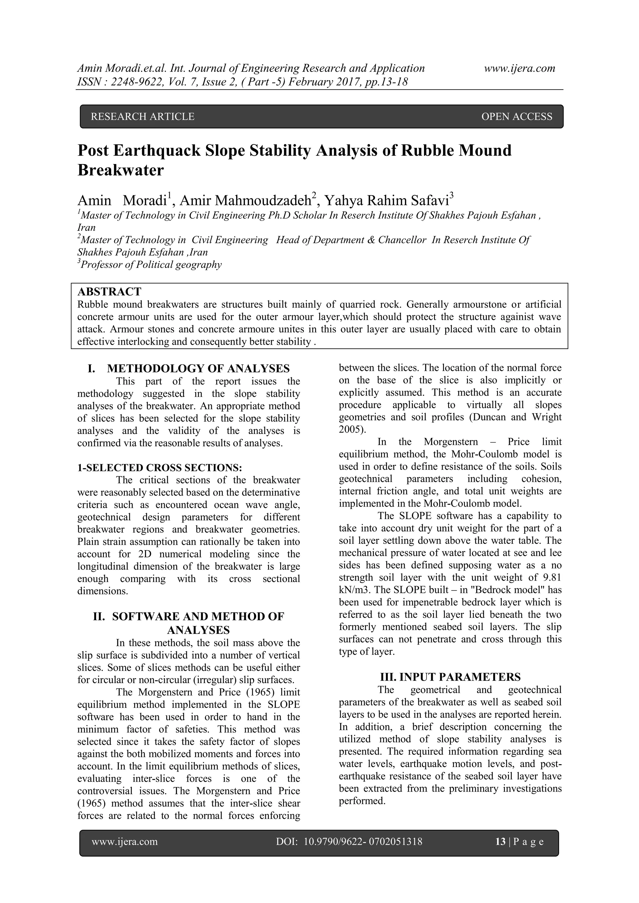 Post Earthquack Slope Stability Analysis of Rubble Mound Breakwater | PDF
