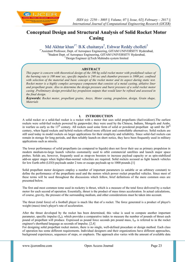 Conceptual Design and Structural Analysis of Solid Rocket Motor Casing ...