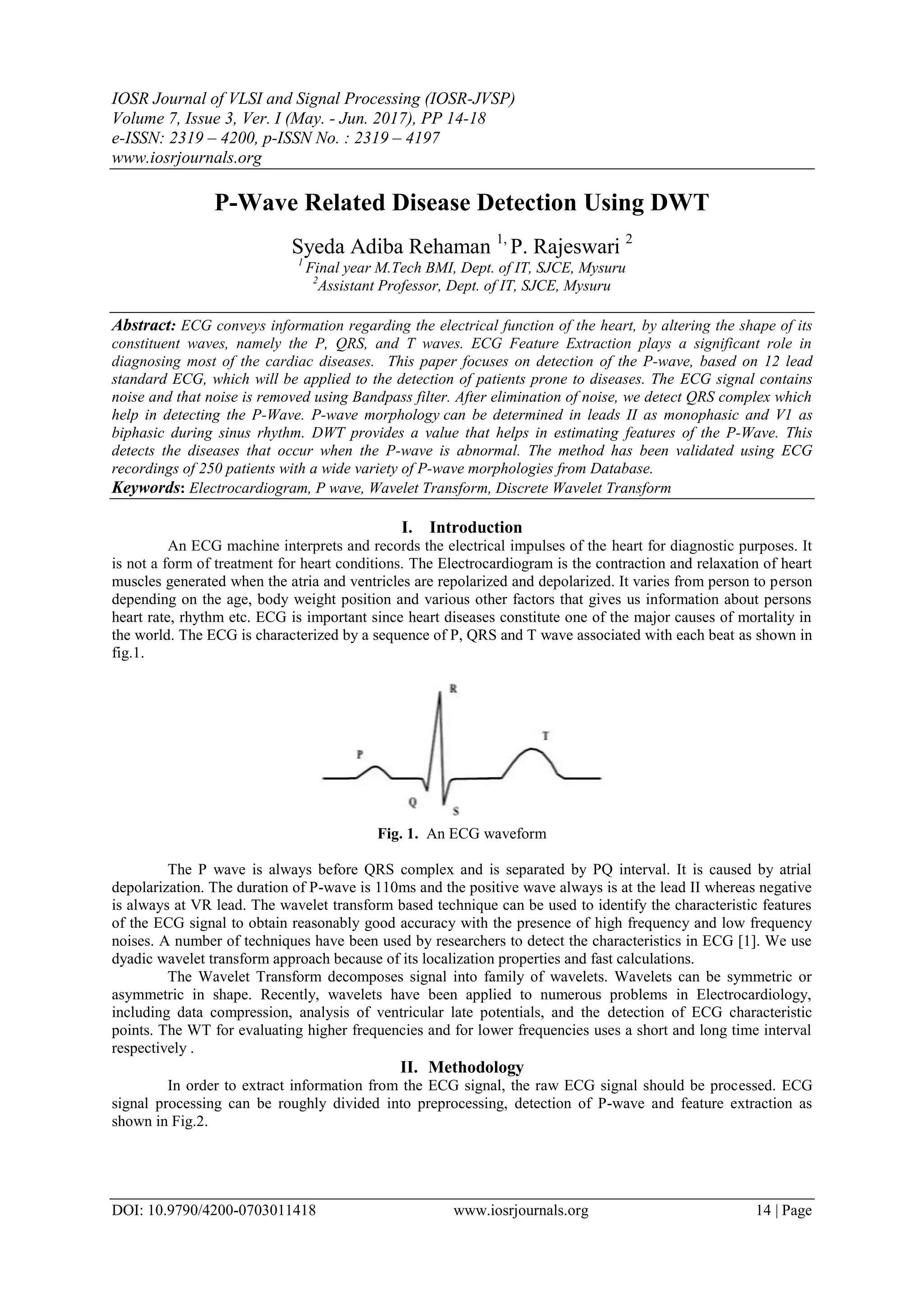 P-Wave Related Disease Detection Using DWT | PDF