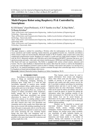 Multi-Purpose Robot using Raspberry Pi & Controlled by Smartphone | PDF
