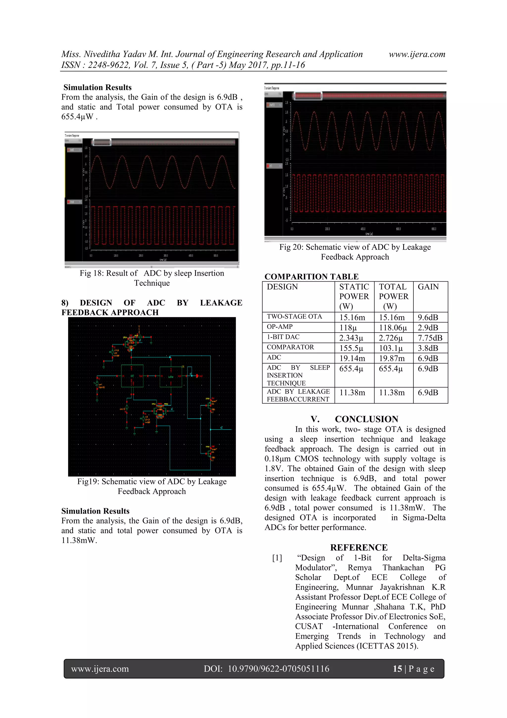 A Design of Sigma-Delta ADC Using OTA | PDF