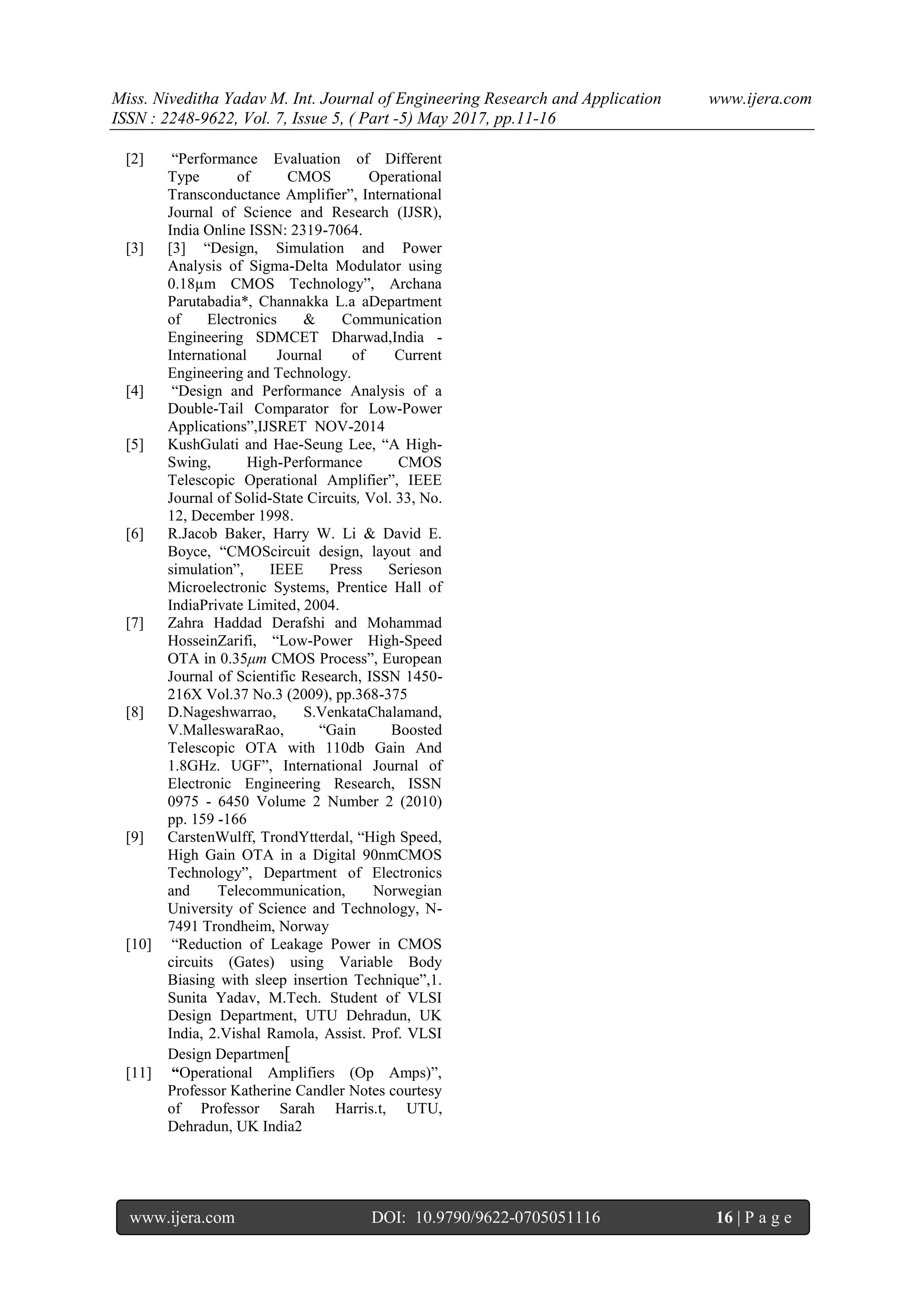 A Design of Sigma-Delta ADC Using OTA | PDF