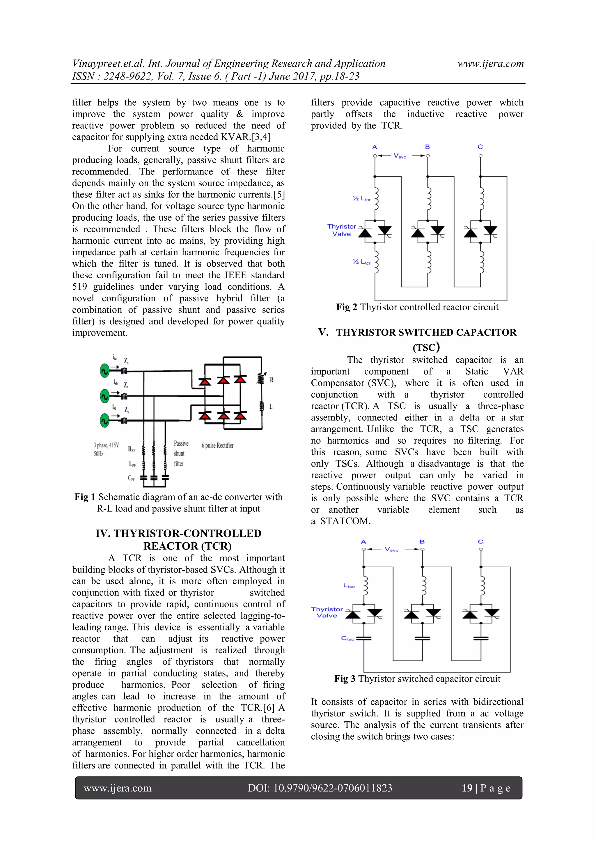 Power Quality Improvement using Passive shunt filters, TCR and TSC combination | PDF