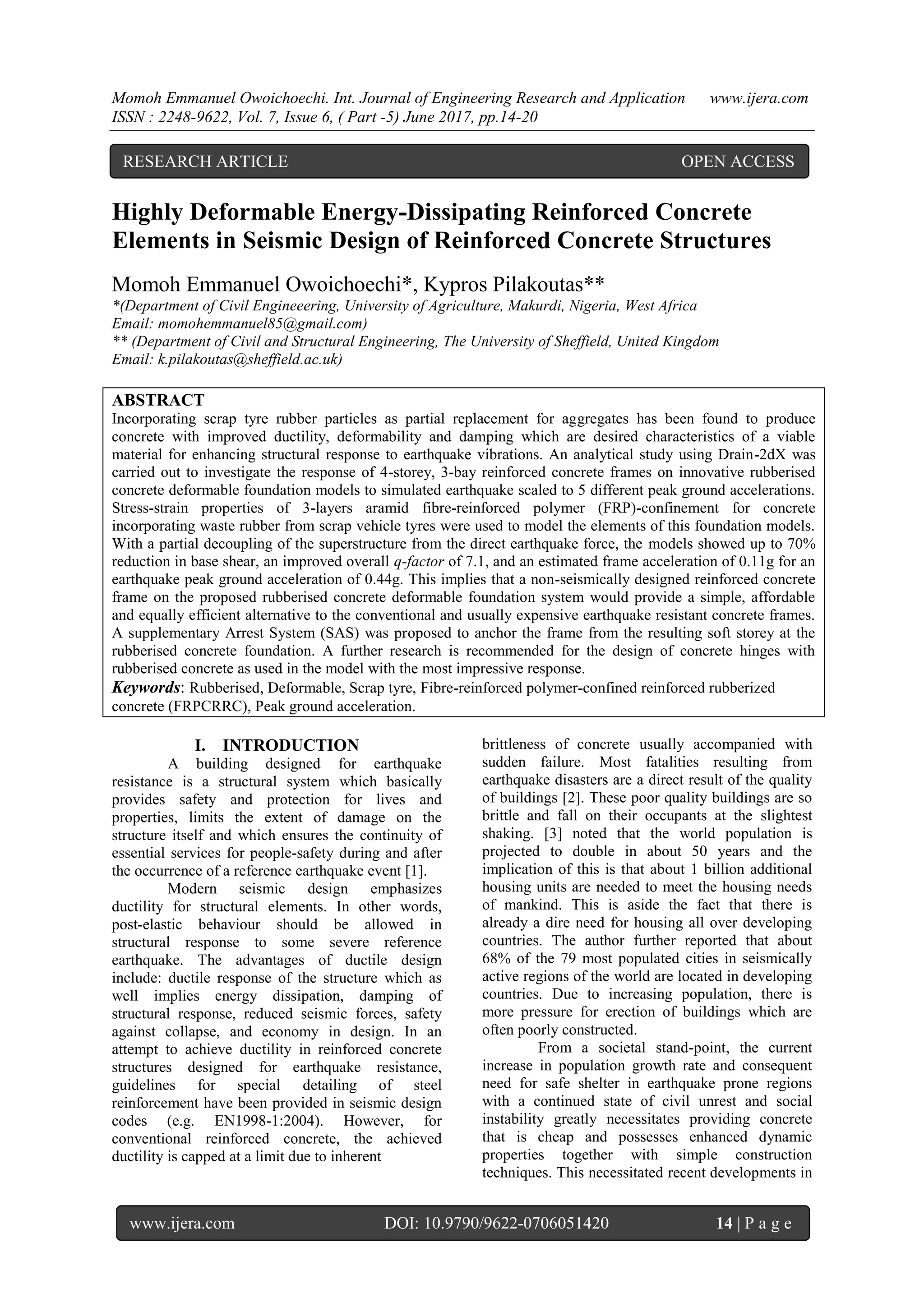 Highly Deformable Energy-Dissipating Reinforced Concrete Elements in Seismic Design of ...