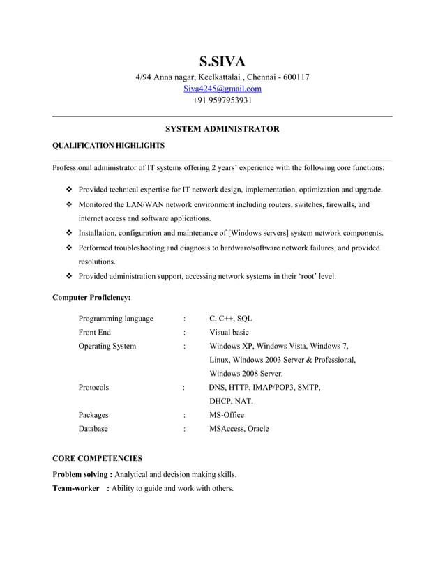 Siva Resume | PDF