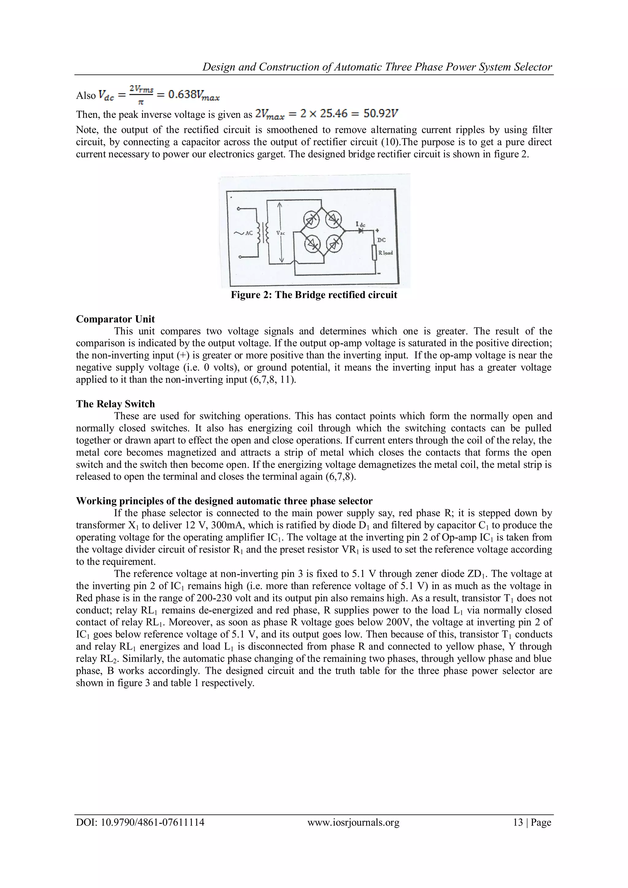 Design and Construction of Automatic Three Phase Power System Selector ...