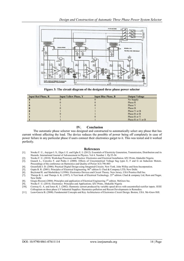 Design and Construction of Automatic Three Phase Power System Selector | PDF