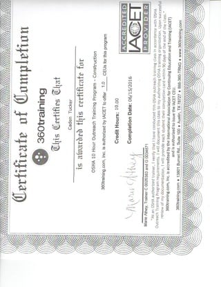 Osha 10 Certification (Caden) | PDF