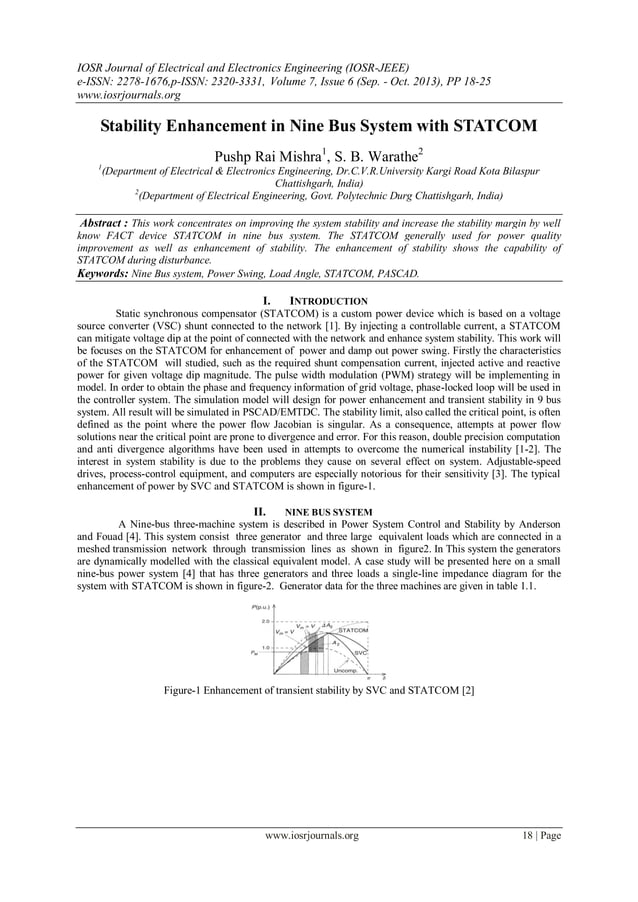 Stability Enhancement in Nine Bus System with STATCOM | PDF