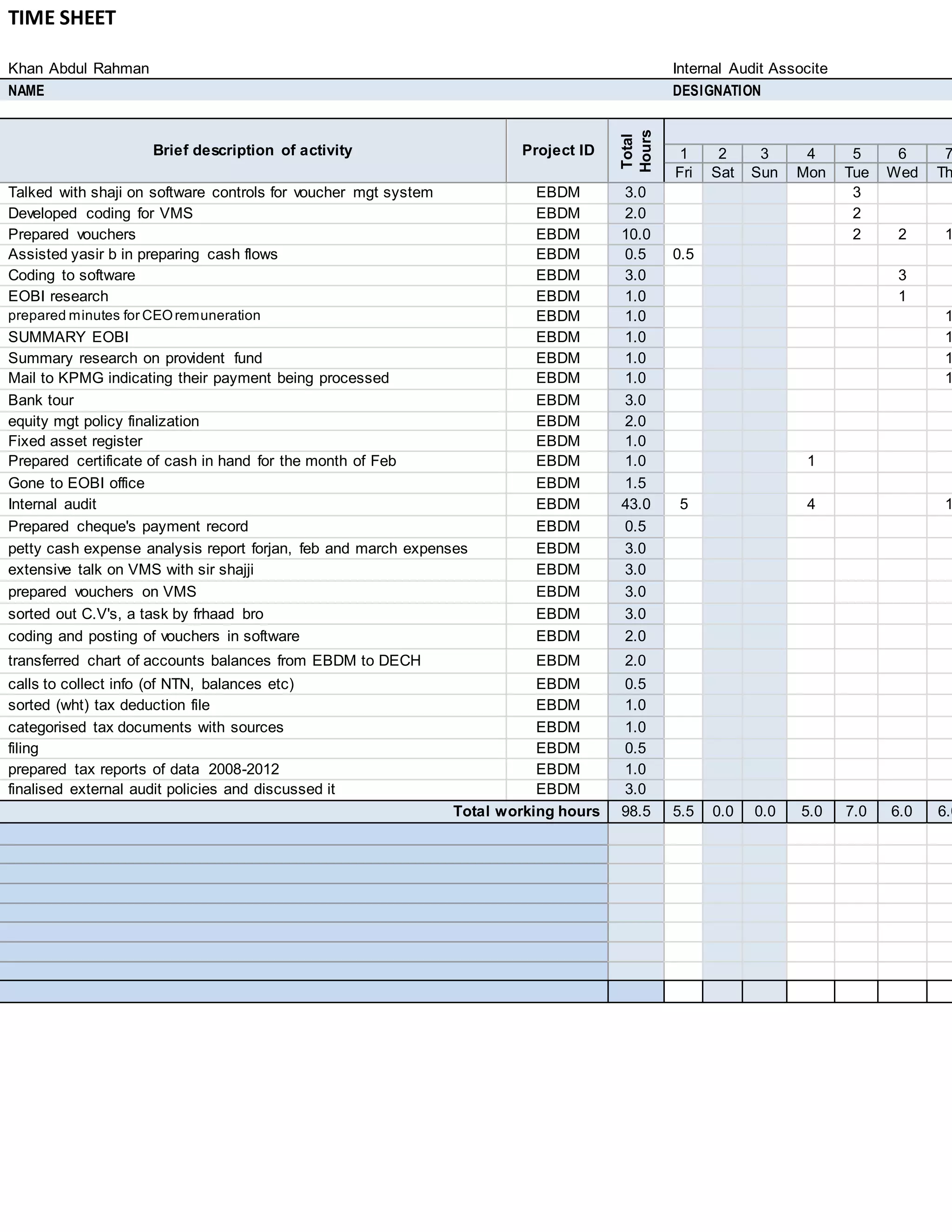 Time Sheet March 2013 | DOCX