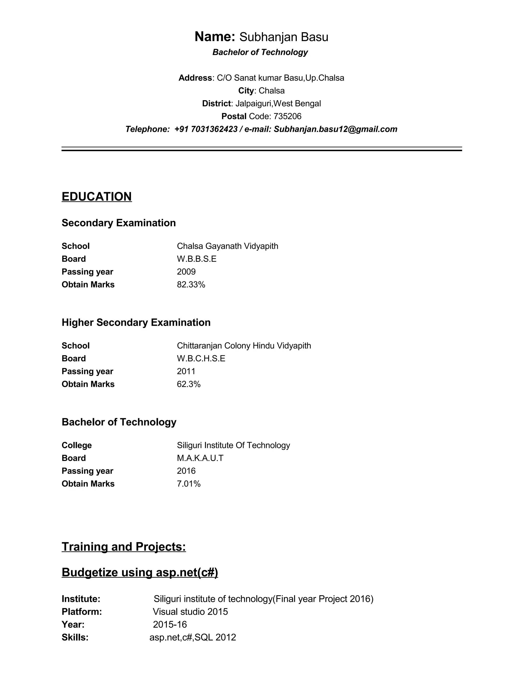 CV-SUBHANJAN BASU | PDF