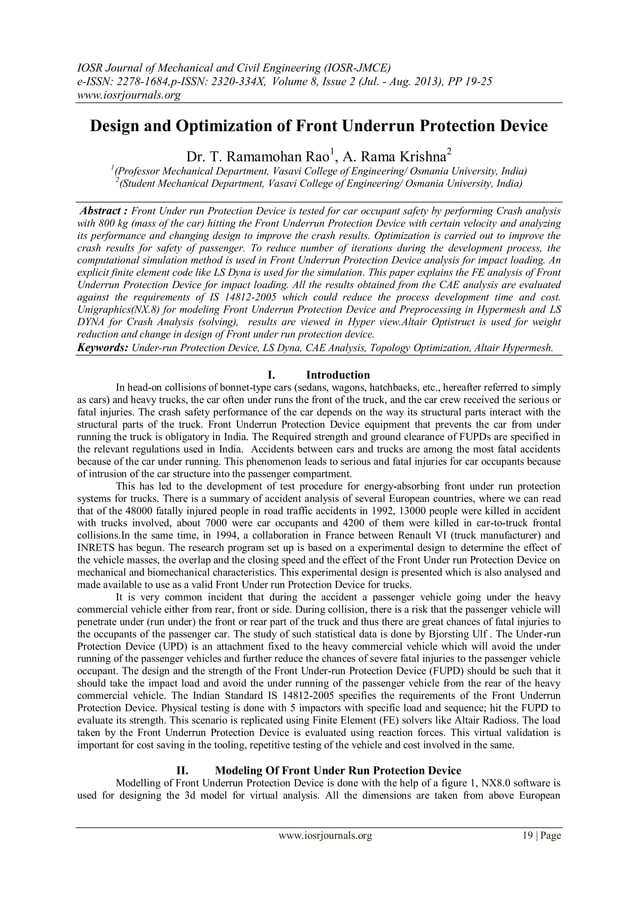 Design and Optimization of Front Underrun Protection Device | PDF