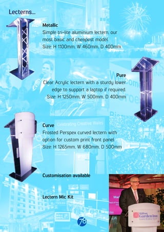 Venues Equipment Brochure NO PRICES | PDF