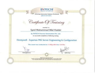 S. M. Bilal Haider - Training Certificates | PDF